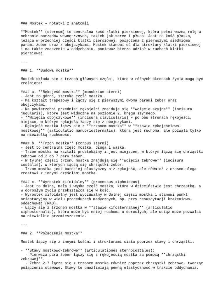 Anatomia - 6 Mostek | PDF