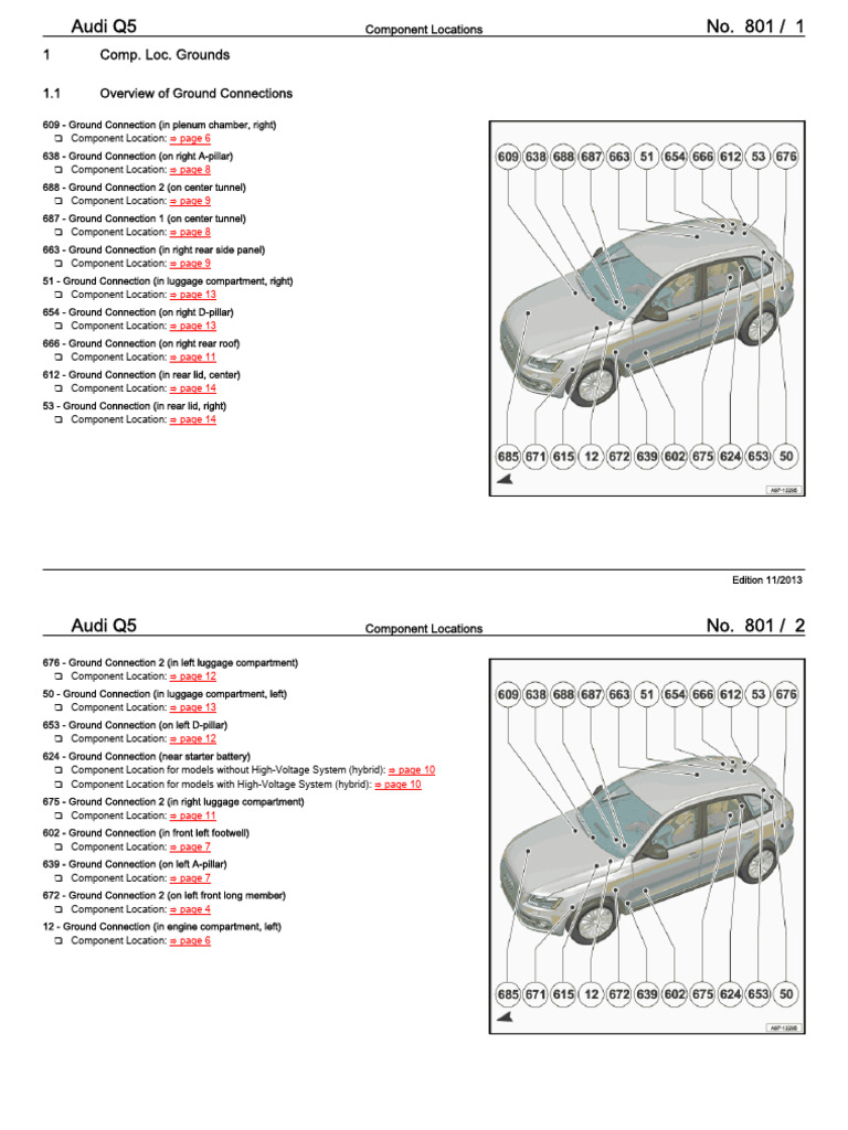 Audi Q5 Ground Connection Locations | PDF | Valve | Propulsion