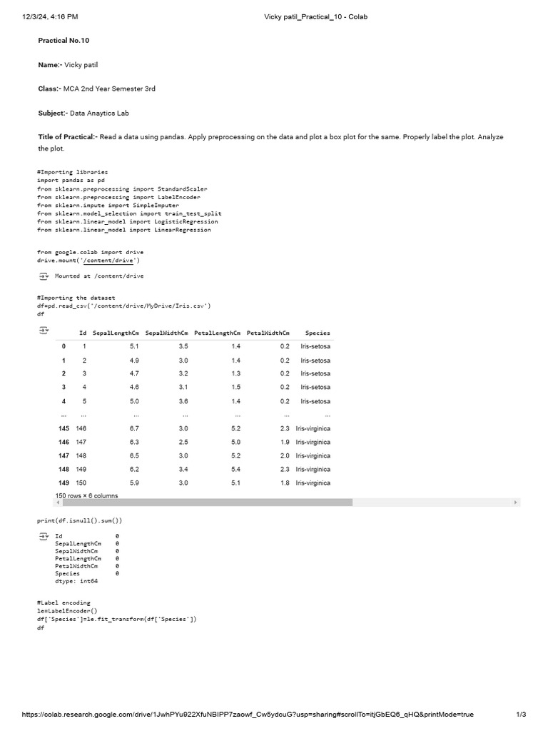 Vicky Patil - Practical - 10 - Colab | PDF | Mean Squared Error ...