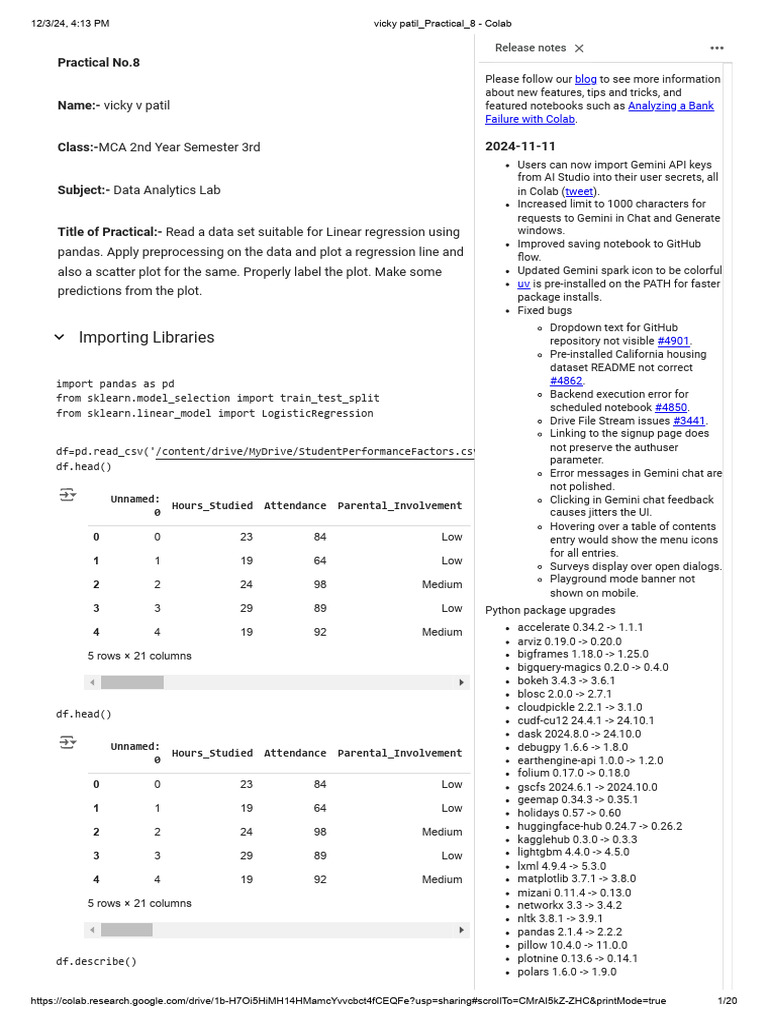 vicky patil_Practical_8 - Colab | PDF | Computing | Software