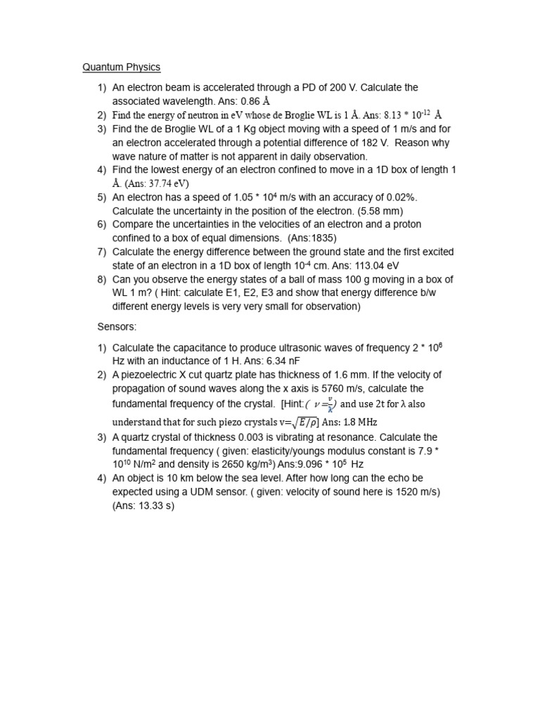 Quantum Physics & Sensors | PDF