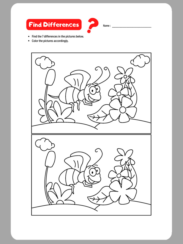 Grade 1 Spot the Difference Worksheets | PDF