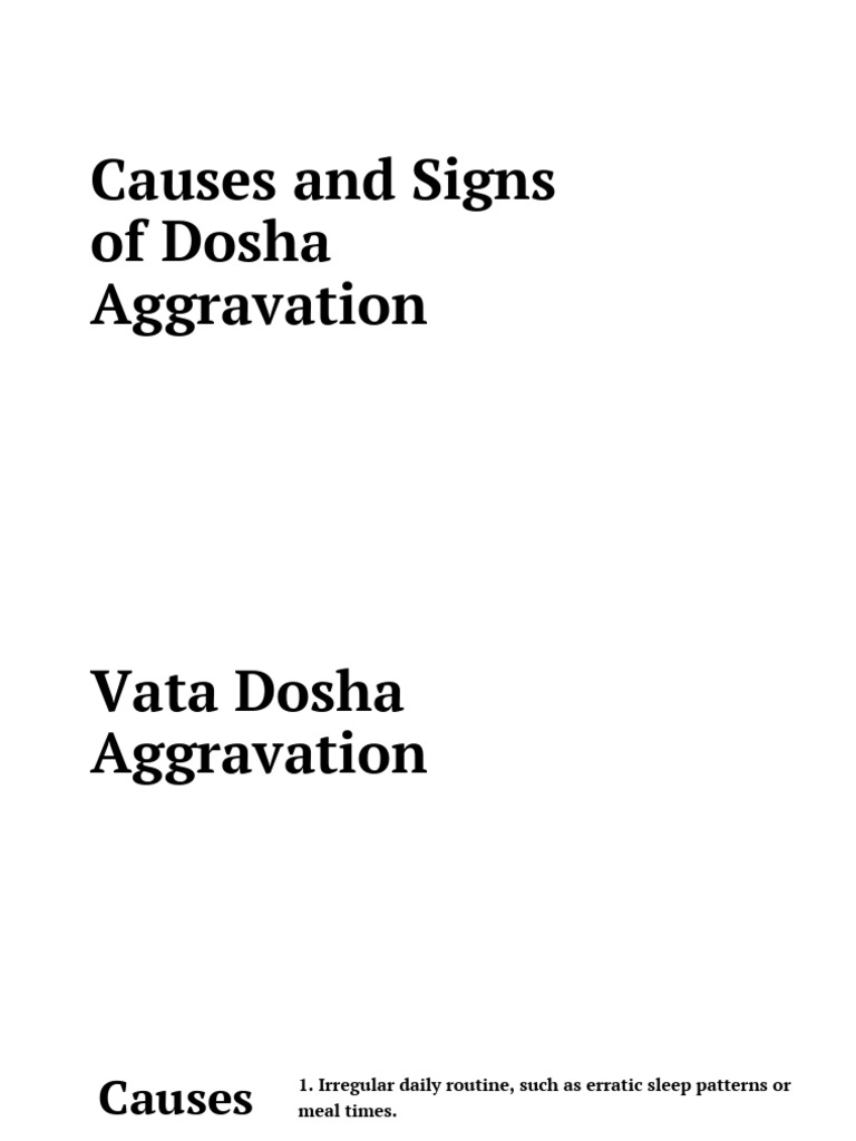 Vata Dosha Aggravation Causes & Signs | PDF | Bloating | Anxiety
