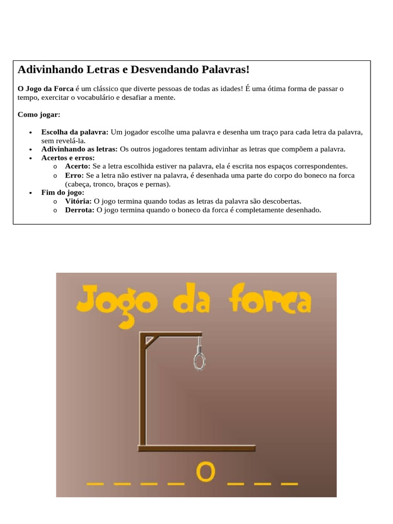 Como Jogar o Jogo da Forca | PDF