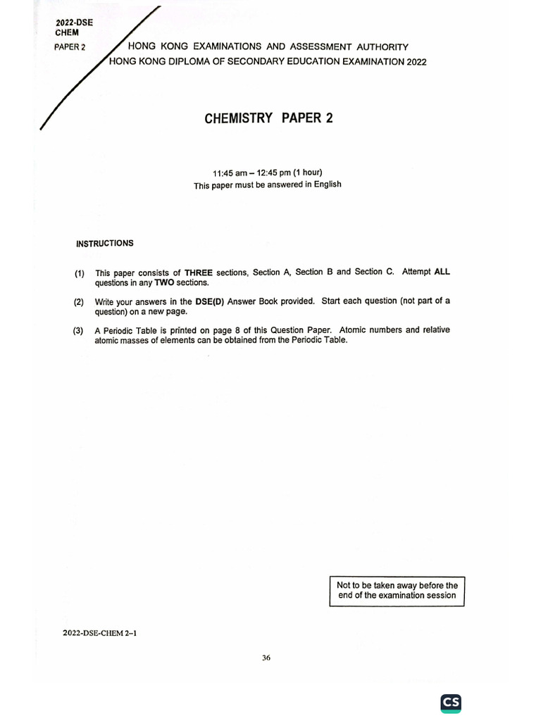 HKDSE Chemistry Paper 2 2024 | PDF