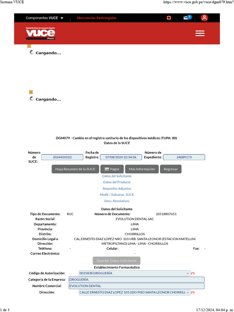 VUCE -Cambio en El Registro Sanitario - Revision - Easy Path - Endostar ...