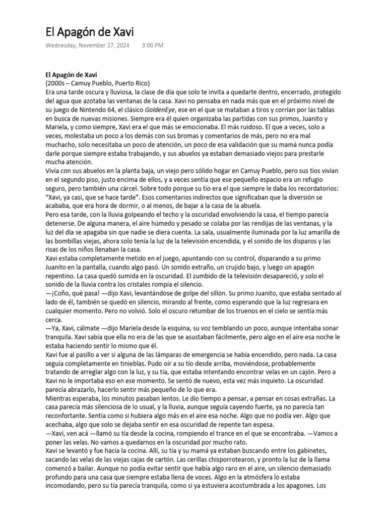 El Apagón de Xavi | PDF