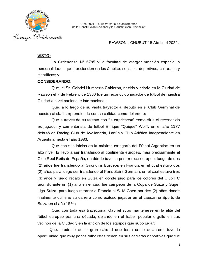 Gabriel Calderón: Ciudadano Ilustre | PDF | Asociación de Futbol ...
