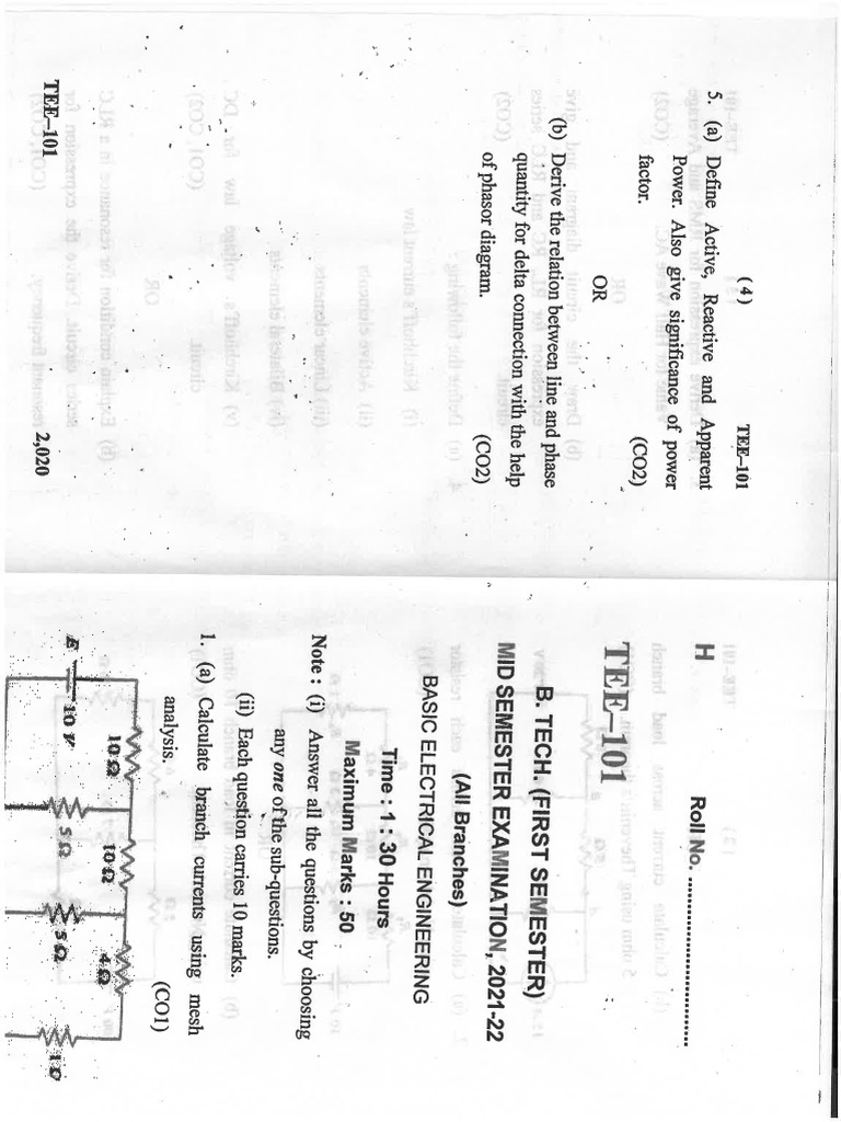 Tee - 101 Mid - 2021-22-1 | PDF