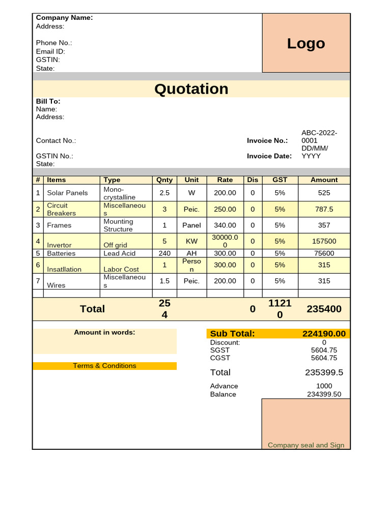 Solar Quotation Format 02 | PDF | Sustainable Energy | Power (Physics)