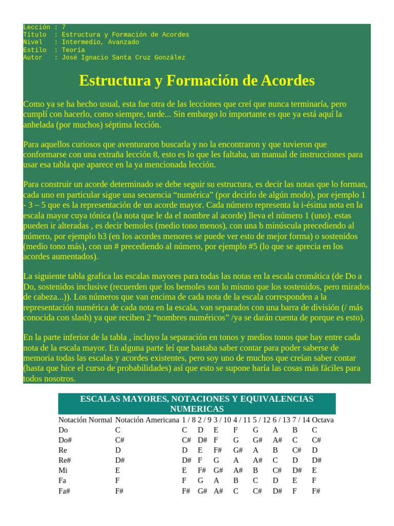 Estructura de Acordes | PDF | Escala (música) | Acorde (Música)