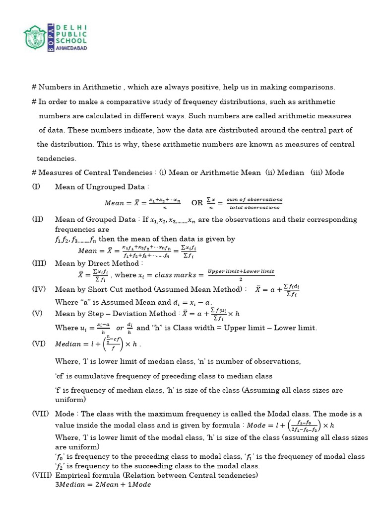 CH 13 Statistics 2024-25 | PDF | Mean | Mode (Statistics)