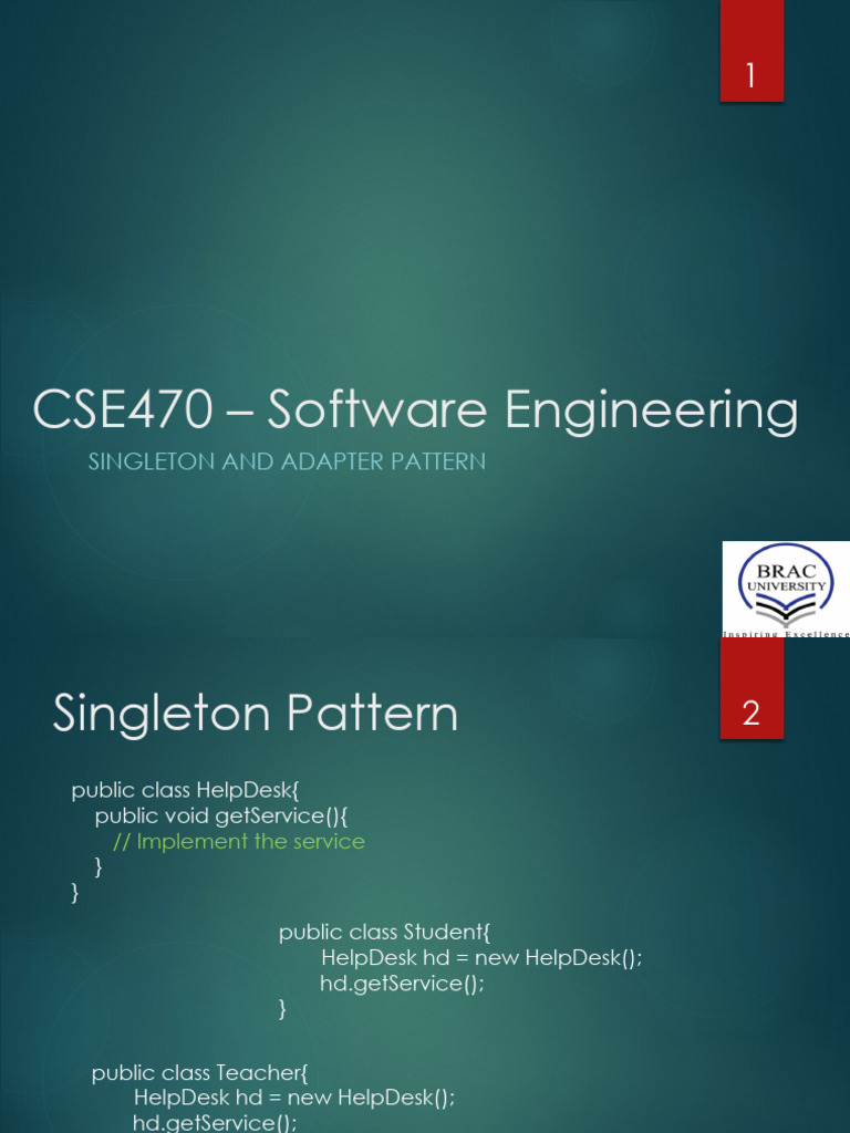 5.2.1 Singleton and Adapter Pattern - FZN | PDF | Class (Computer Programming) | Object Oriented ...