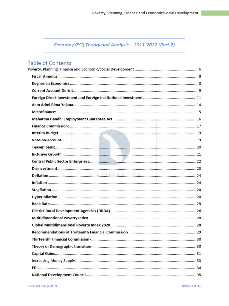 Economy - PYQ Notes 2 | PDF | Fiscal Policy | Recession