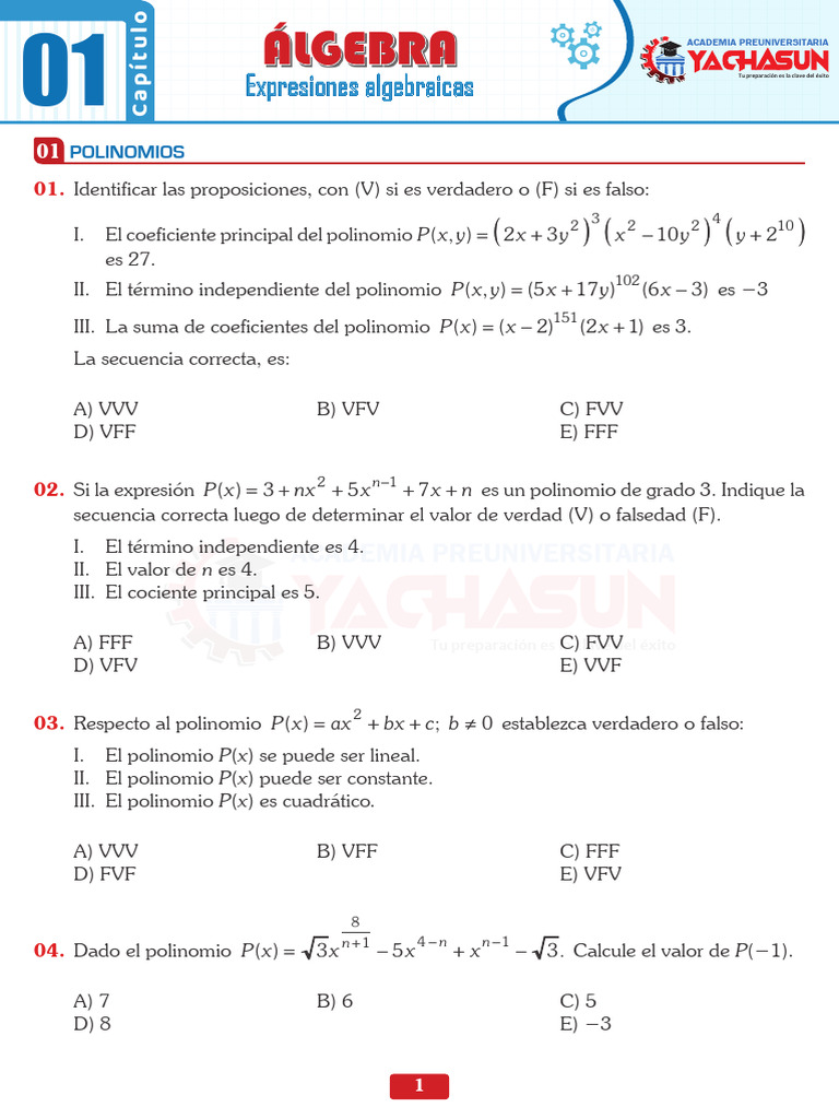 01 - Expresiones algebraicas | PDF | Algoritmos | Análisis numérico