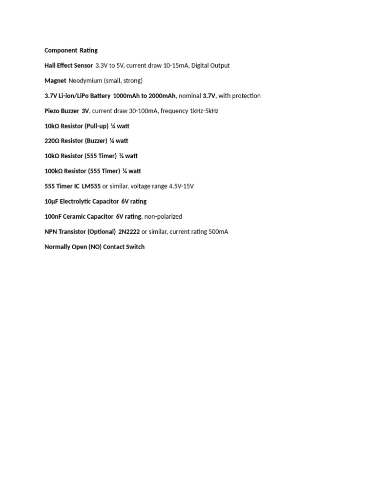 Component List AP Project | PDF