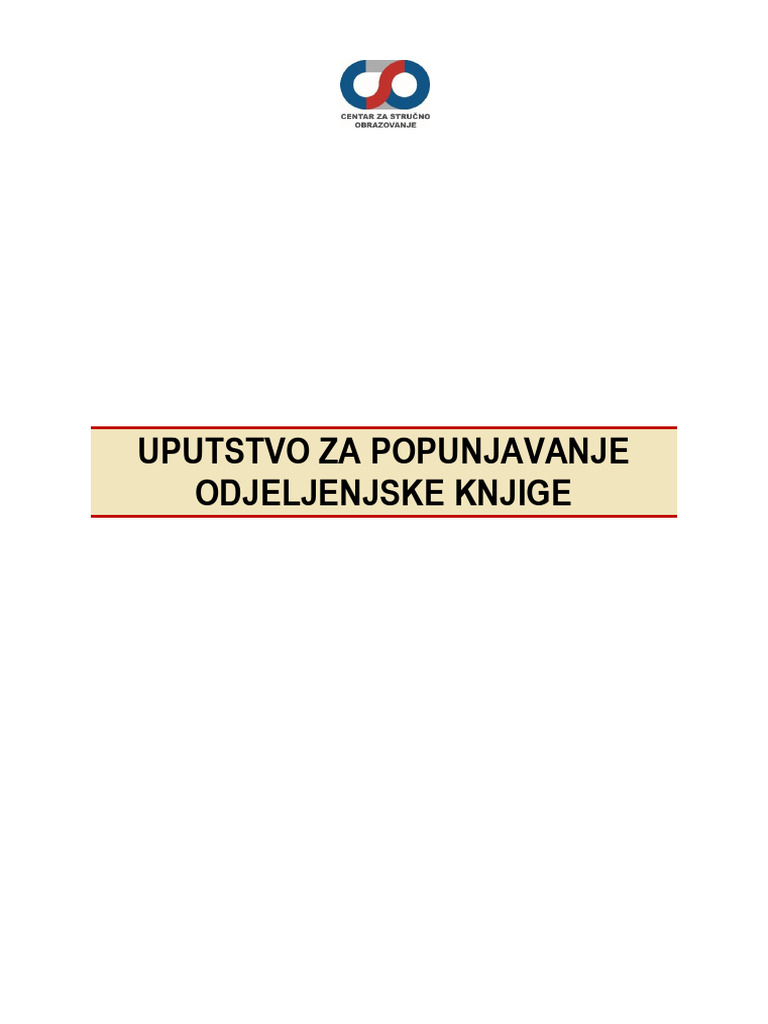 Uputstvo Za Popunjavanje Odjeljenjske Knjige | PDF