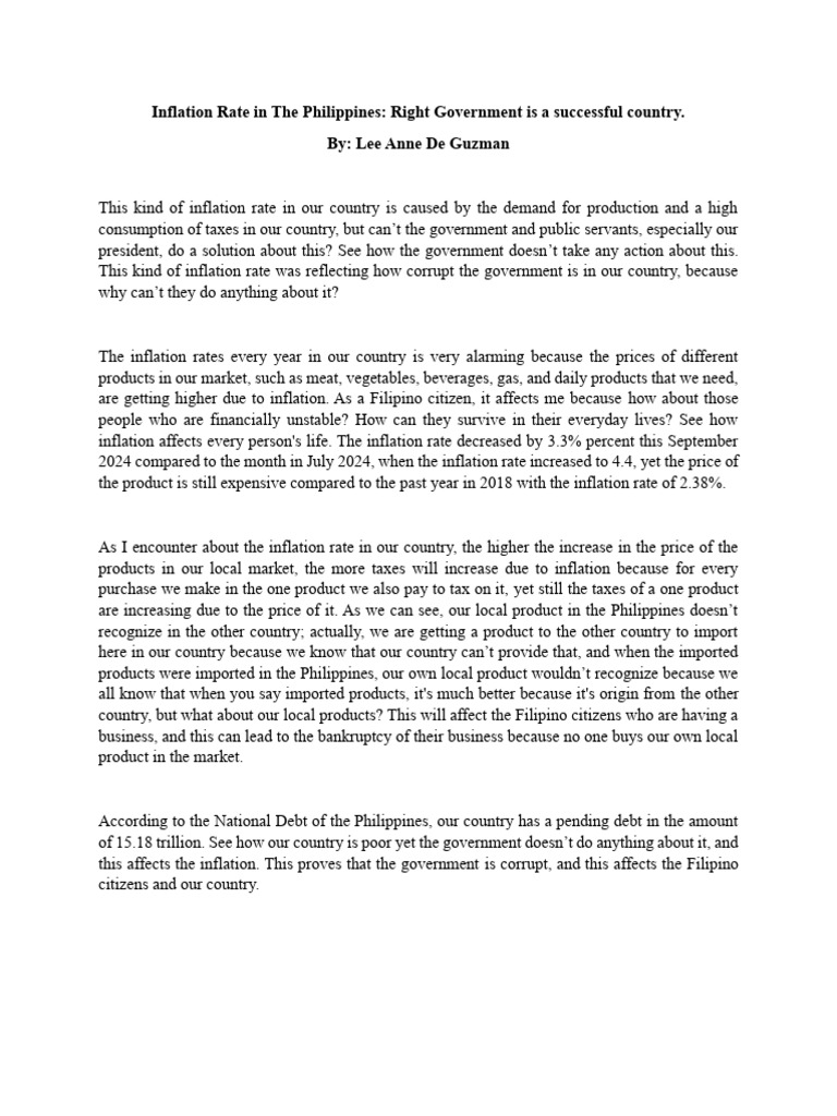 De Guzman, Lee Anne L._DISS_PPG_PETA_Q1 | PDF | Inflation | Prices