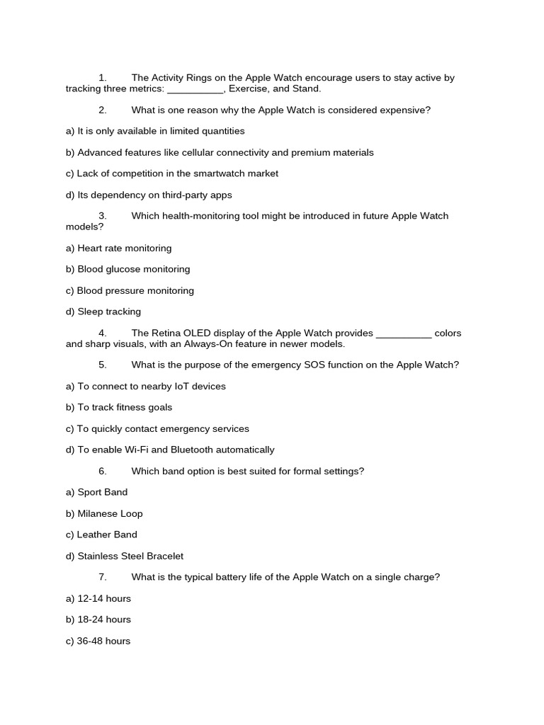 Bản in quiz ICT | PDF | Apple Watch | Ios