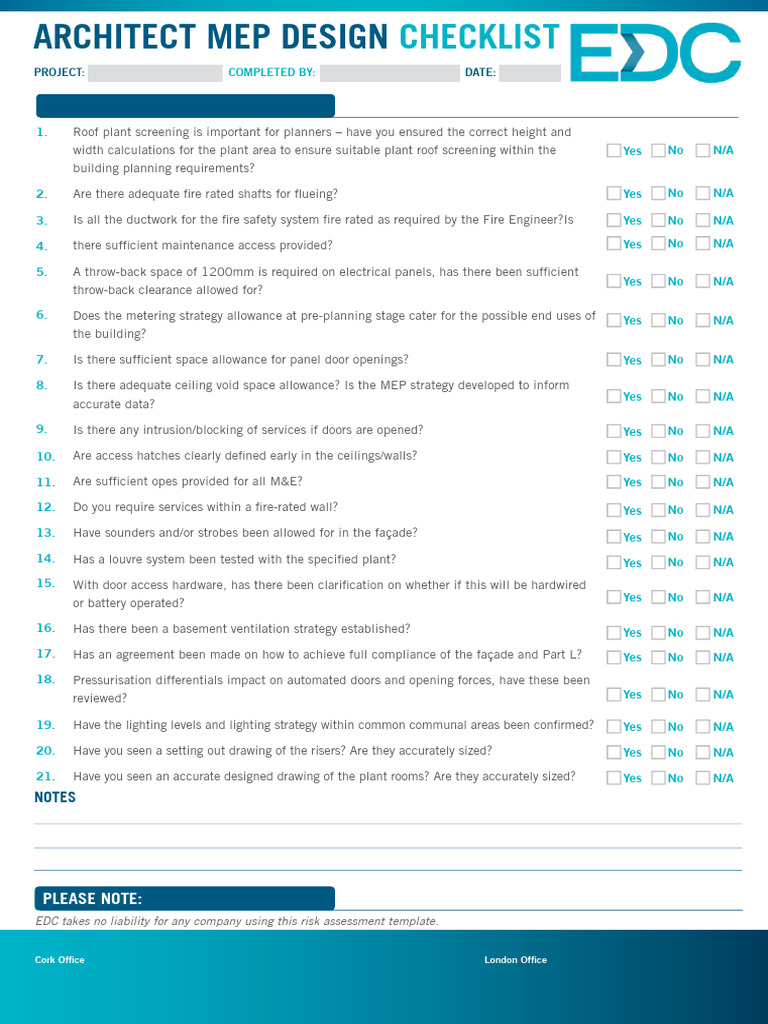 Architect MEP Design Checklist - EDC Engineering Design Consultants ...