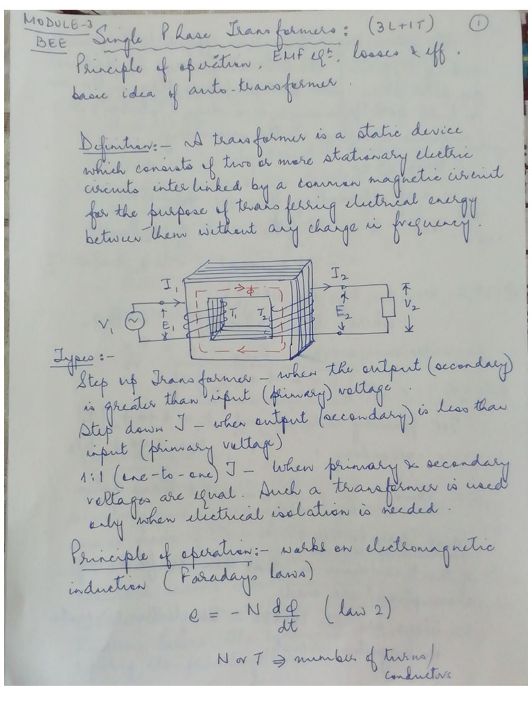 Single Phase Transformers BEE | PDF