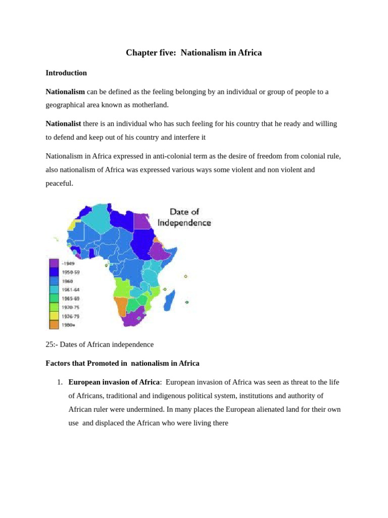 Form Three Chapter Five African Nationalism | PDF