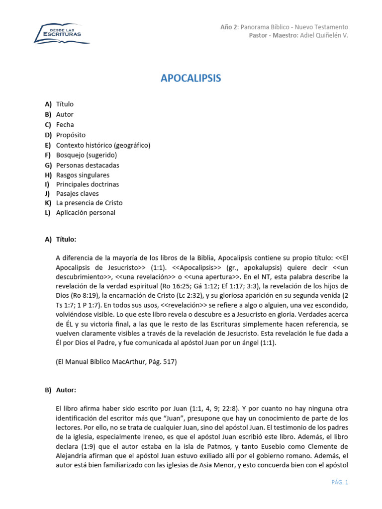 Guía Del Apocalipsis Para Cristianos Pdf Juan El Apóstol Libro De