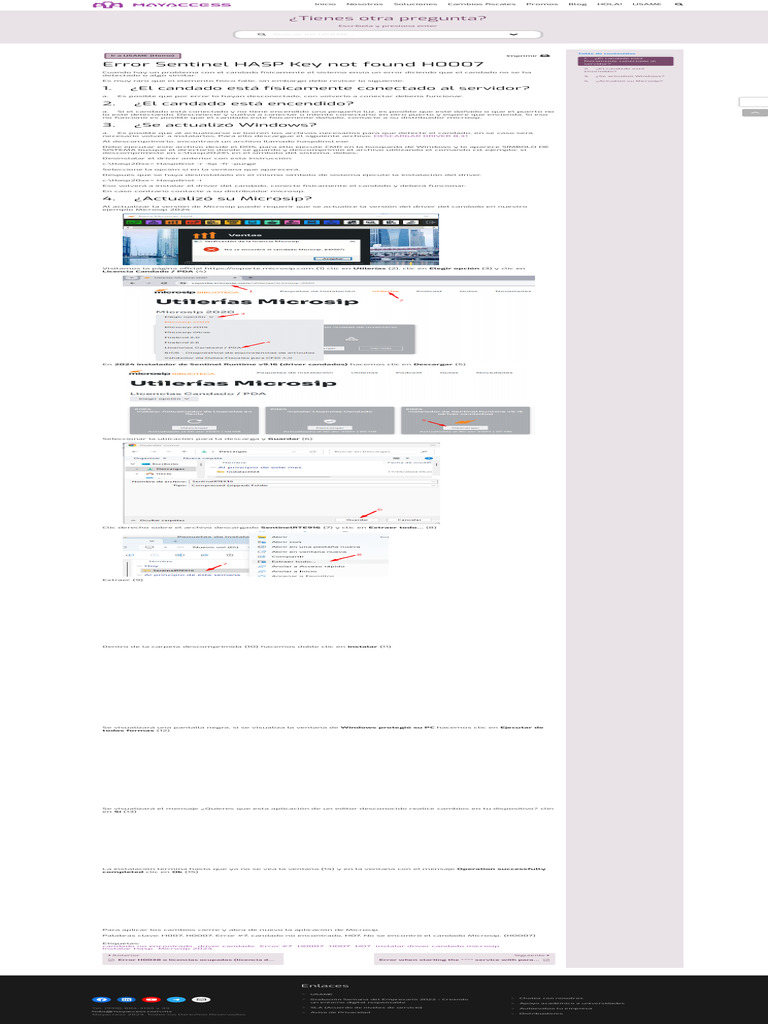Error Sentinel HASP Key Not Found H0007 - Mayaccess | PDF | Archivo de computadora | Ventana ...