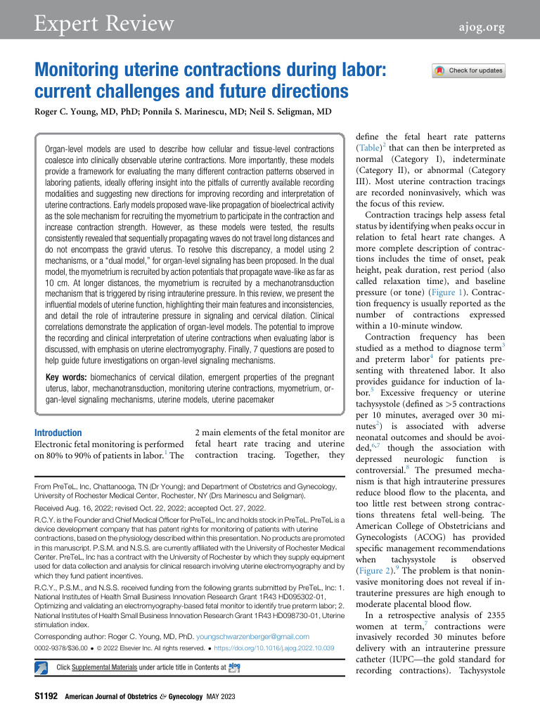 Monitoring Uterine Contractions During Labor Curr | PDF | Uterus ...