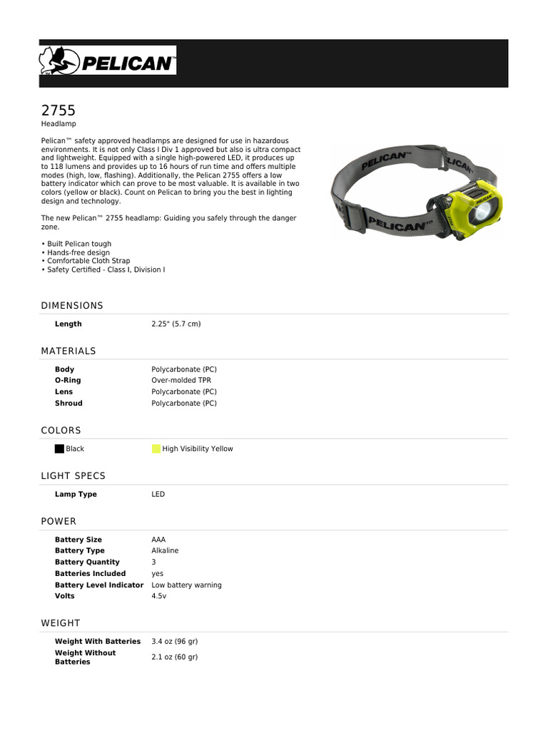 Pelican-2755-flashlights-Headlamp (1) | PDF | Headlamp | Flashlight