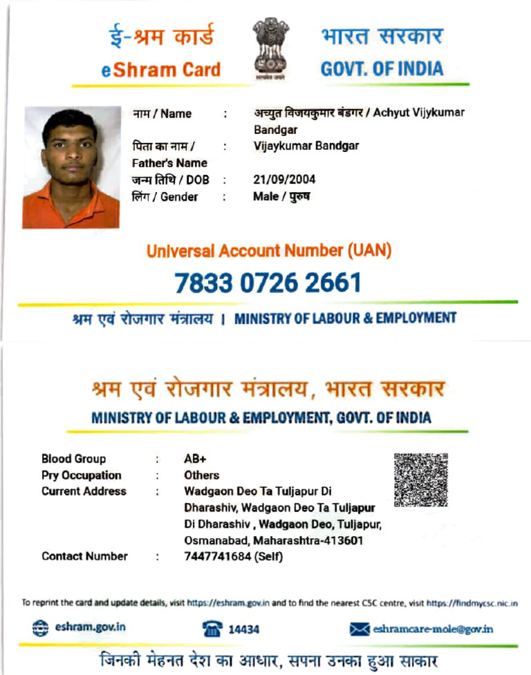 Achut E-Shram Kard | PDF