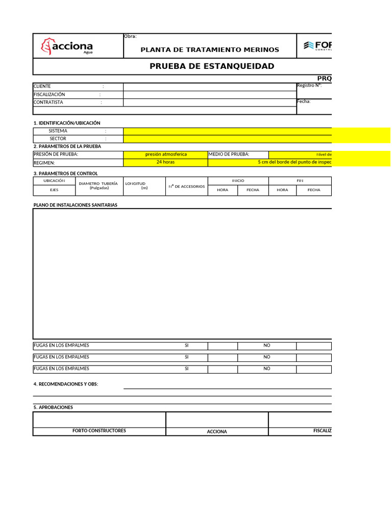 Prueba de Estanqueidad | PDF