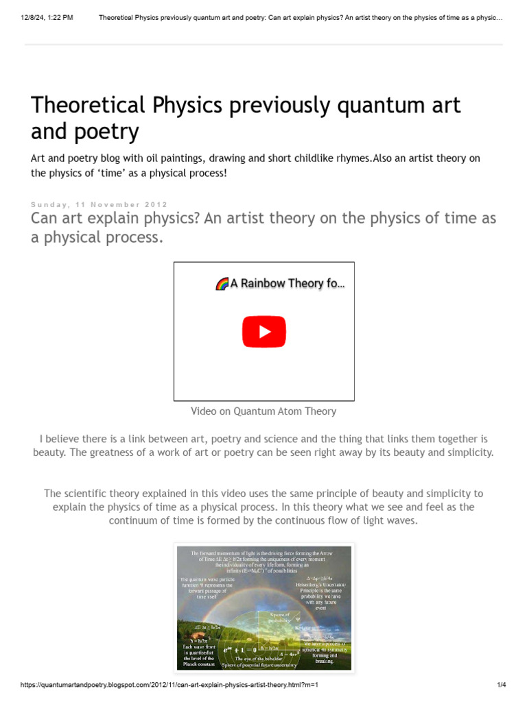 Theoretical Physics Previously Quantum Art and Poetry - Can Art Explain Physics - An Artist ...