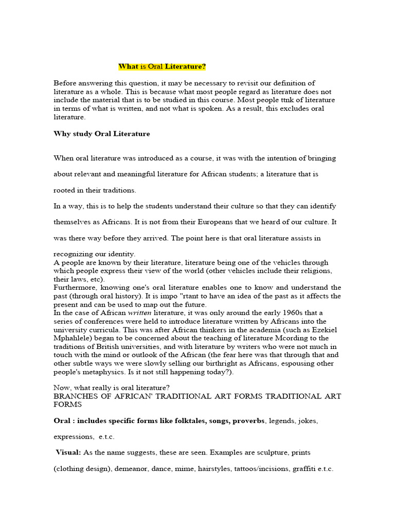 Short Hand Book For Oral Literature | PDF | Narrative | Folklore