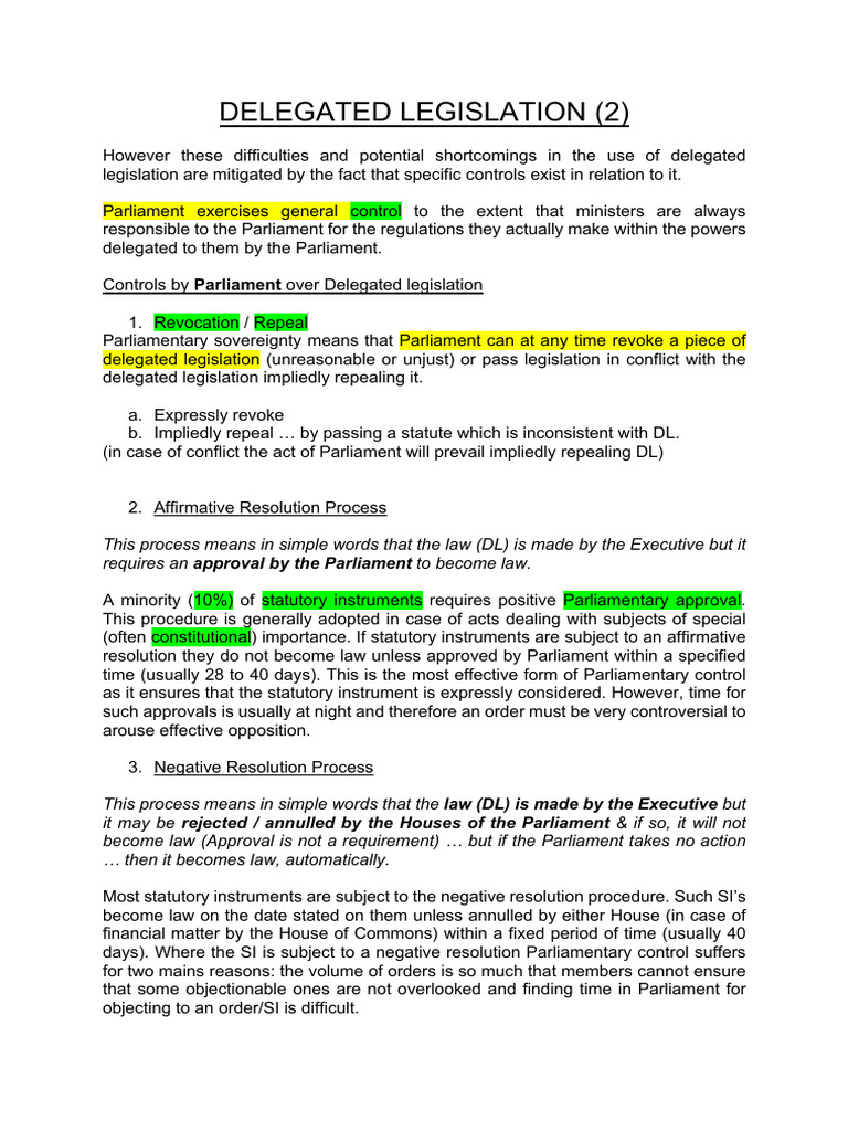 Delegated Legislation 2 | PDF | Repeal | Justice