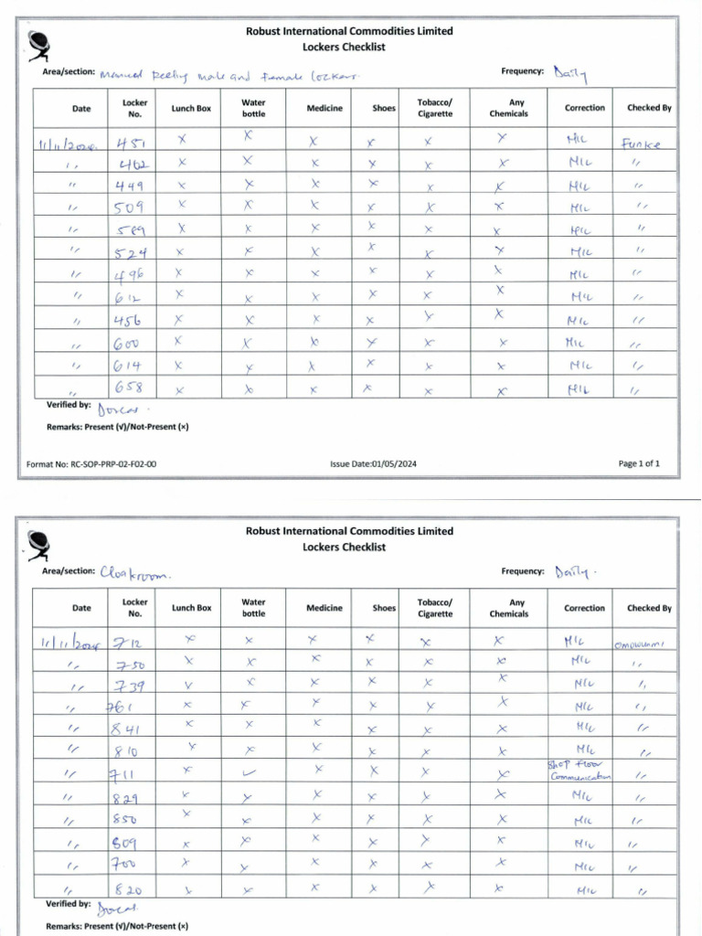 Locker Checklist 11.11.24 | PDF