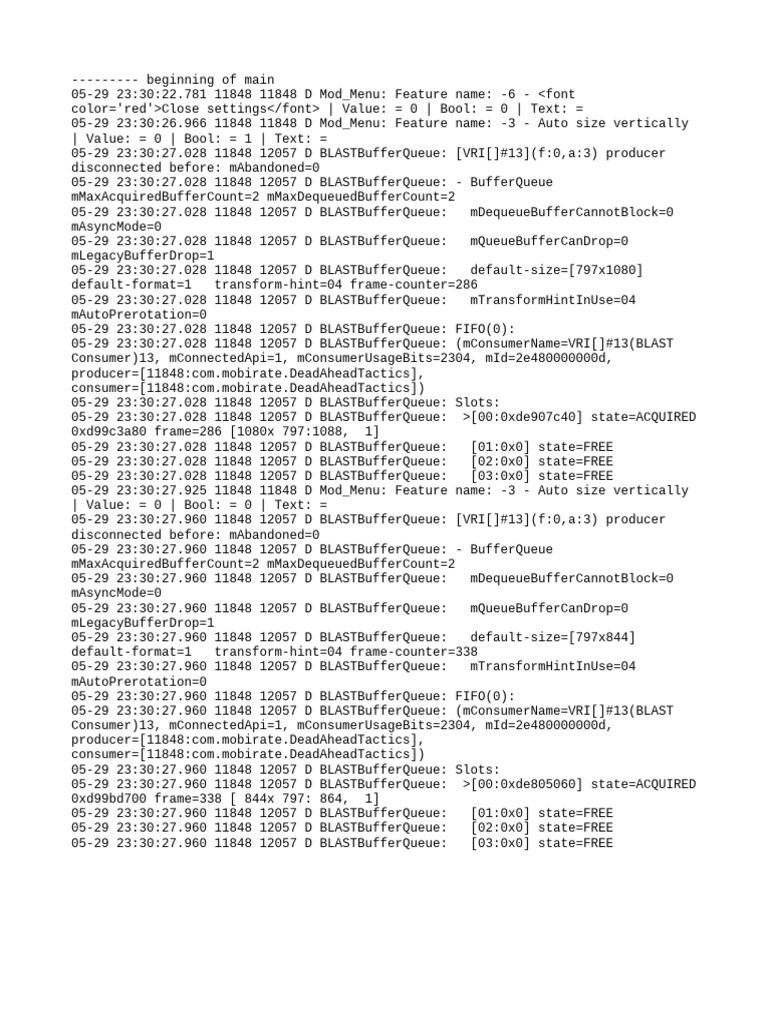 BufferQueue Debug Log Analysis | PDF