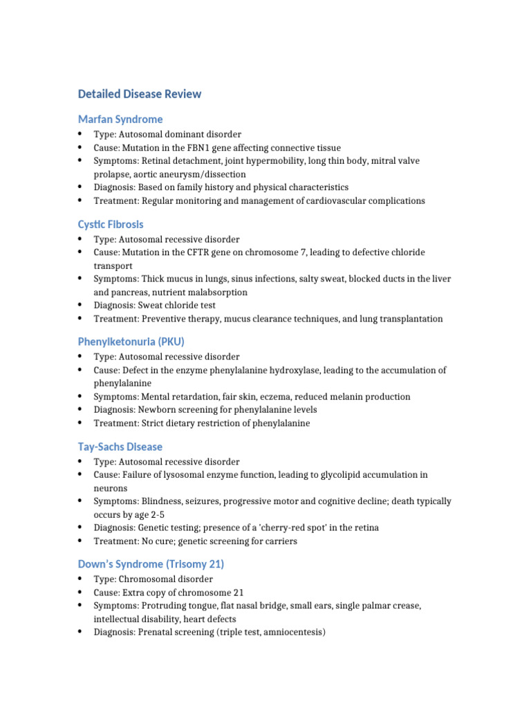 Genetic Disorders Overview and Management | PDF