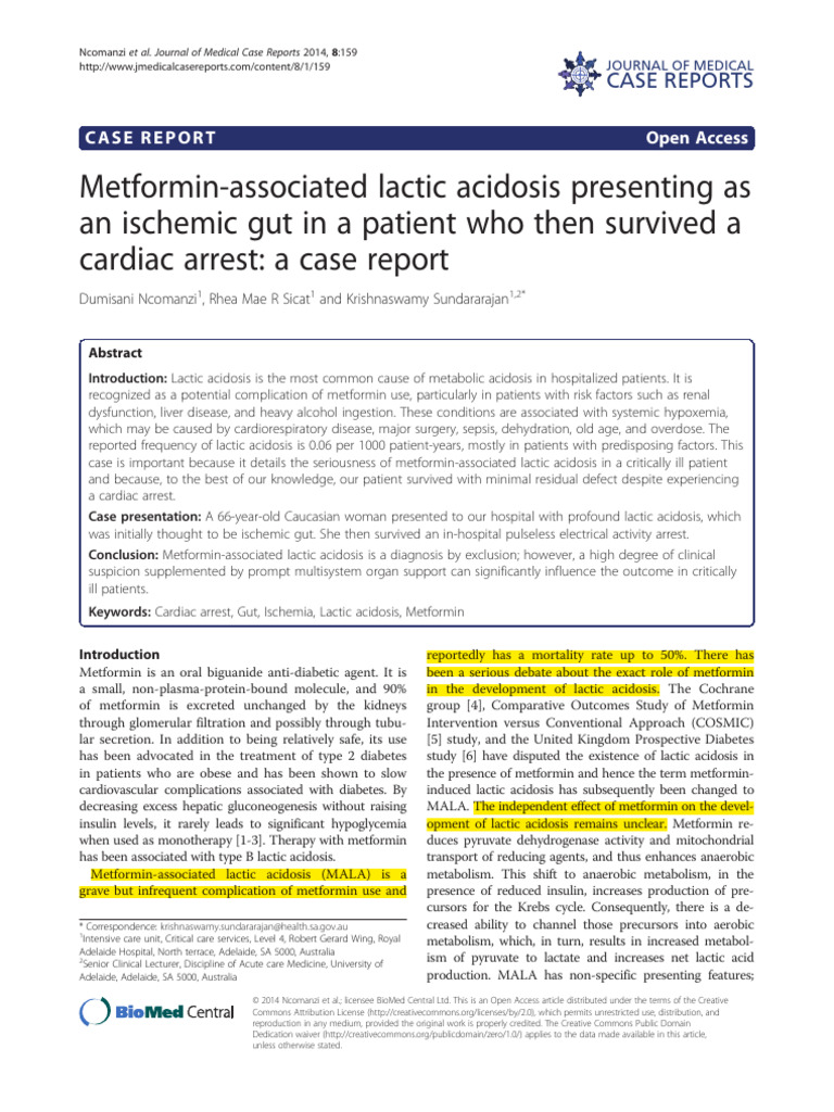 Artigo - Metformin-Associated Lactic Acidosis Presenting As An Ischemic ...