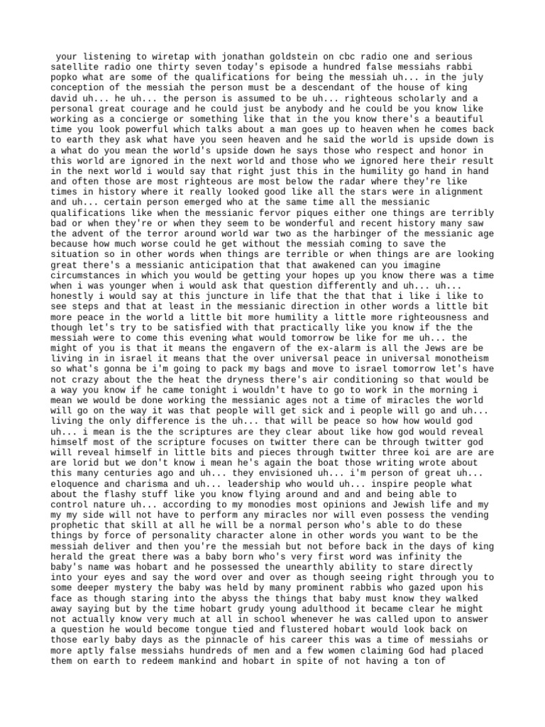 Wiretap - S05E21 - 100 False Messiahs | PDF | Messiah