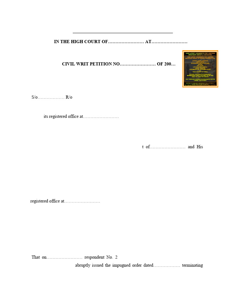 Format of A Writ of Mandamus | PDF | Mandamus | Writ