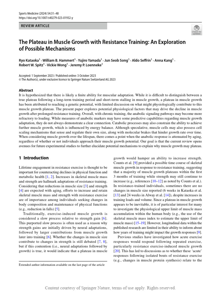 The_Plateau_in_Muscle_Growth_with_Resistance_Train | PDF | Cell Growth ...