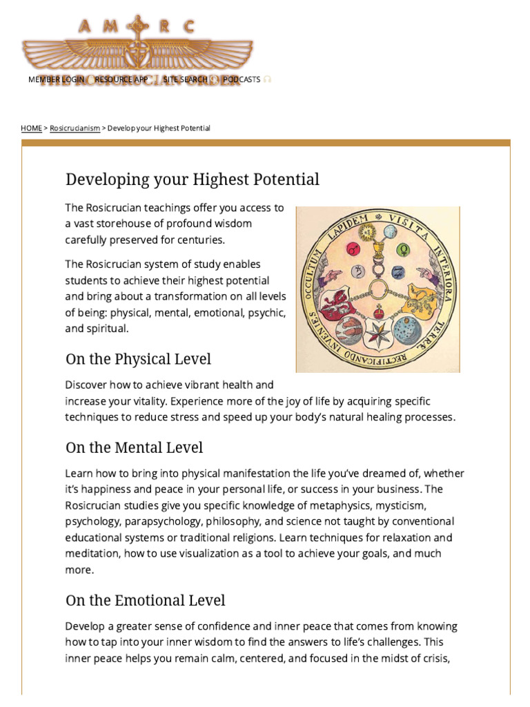 Spiritual Potential, Inner Awakening & Wisdom - Rosicrucian Path | PDF ...