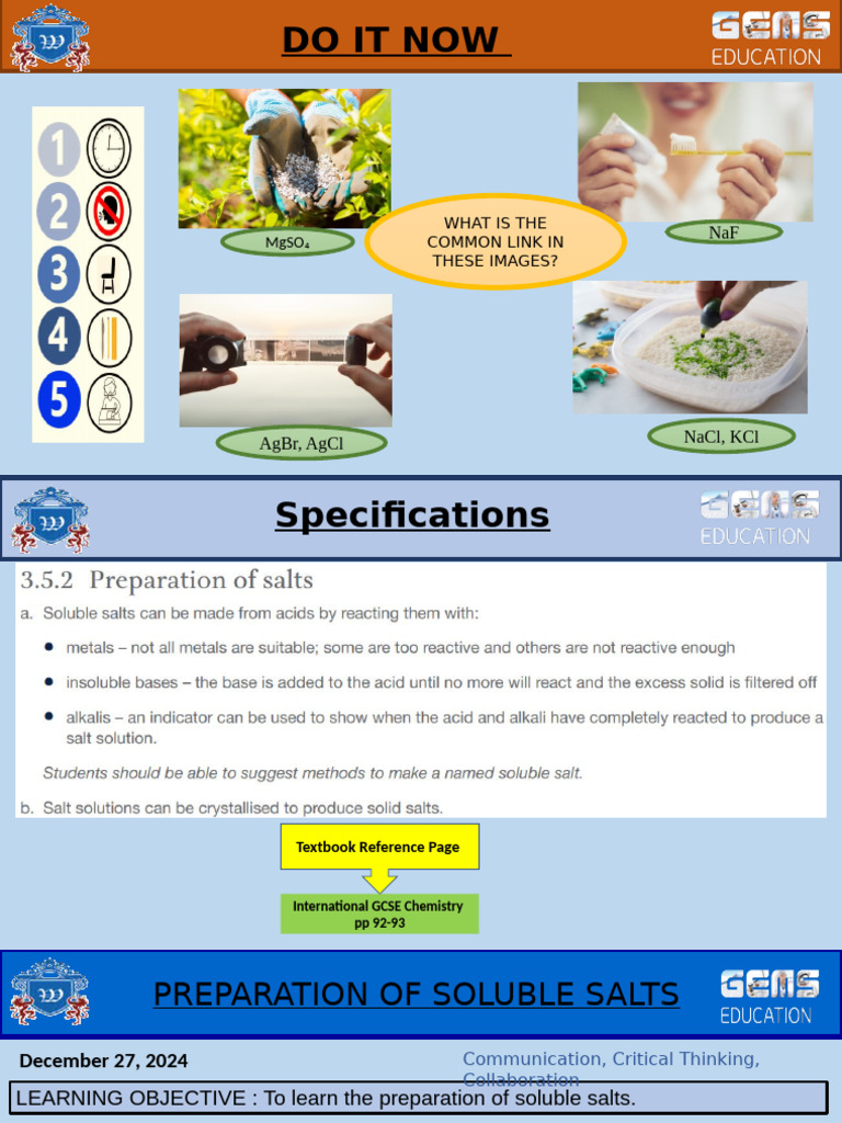 GCSE Chemistry: Soluble Salts | PDF | Solubility | Sulfate