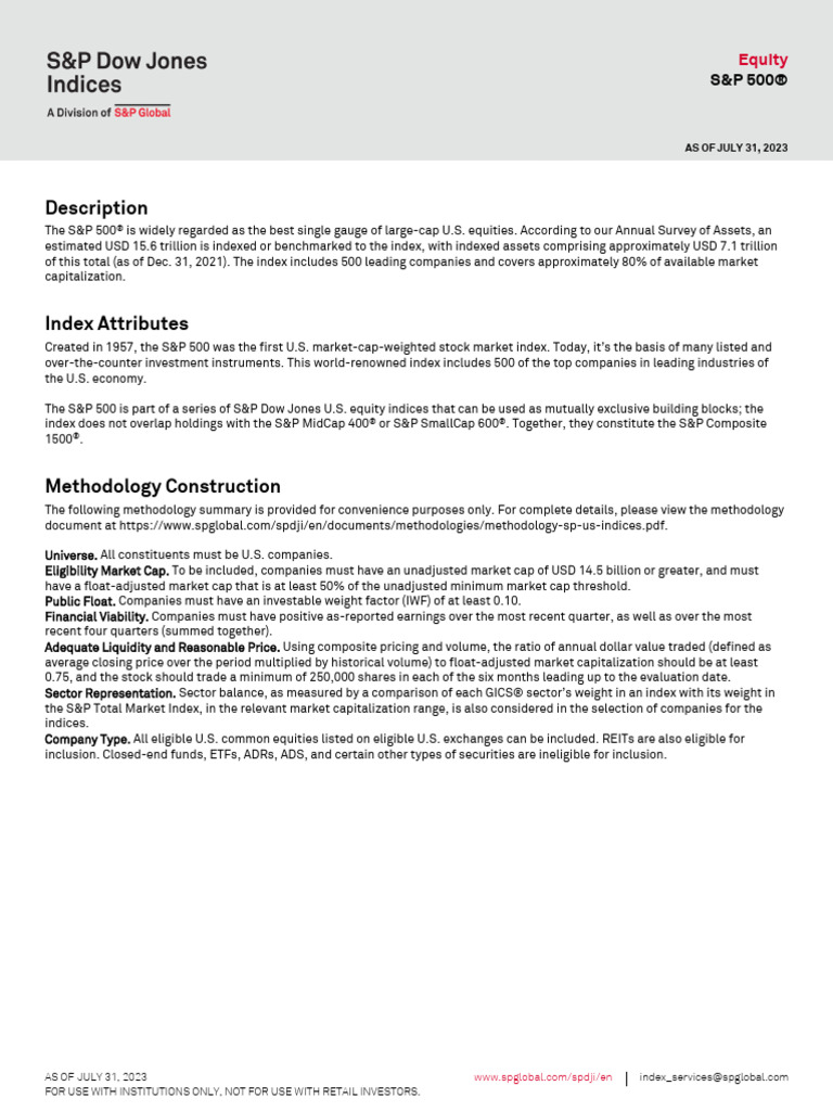 fs-sp-500 | PDF | Stock Market Index | Exchange Traded Fund