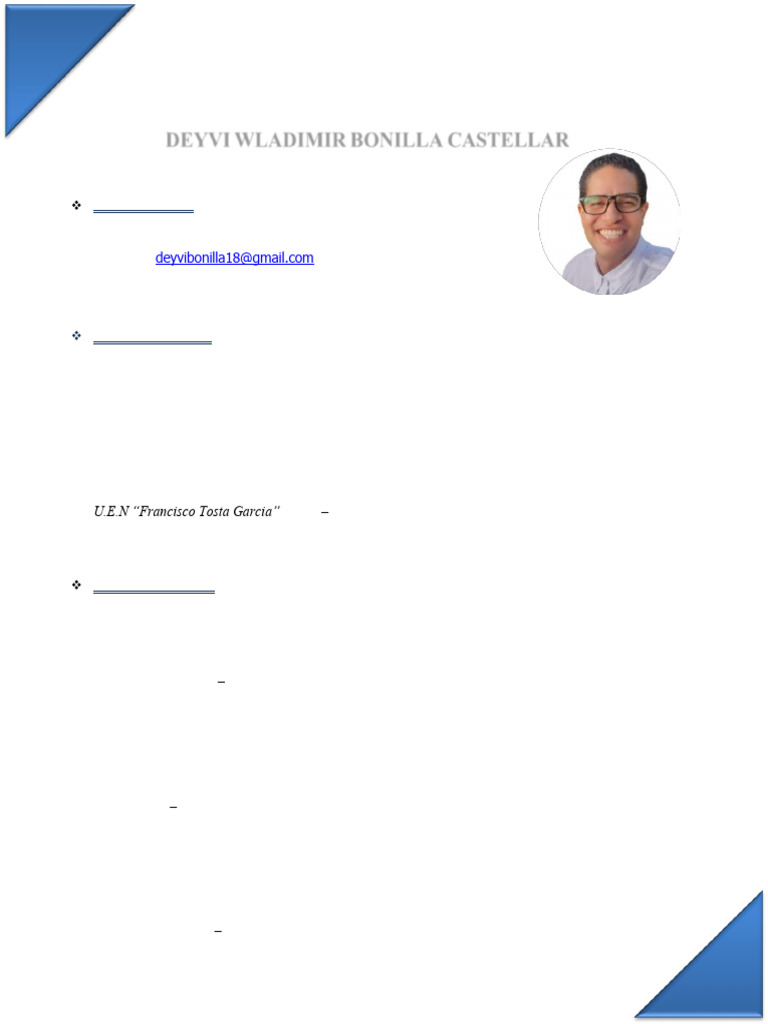 CV de Deyvi Bonilla: Finanzas y Auditoría | PDF | Venezuela | Contador
