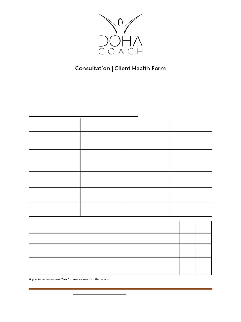 Client Health Consultation Form | PDF | Medicine | Causes Of Death