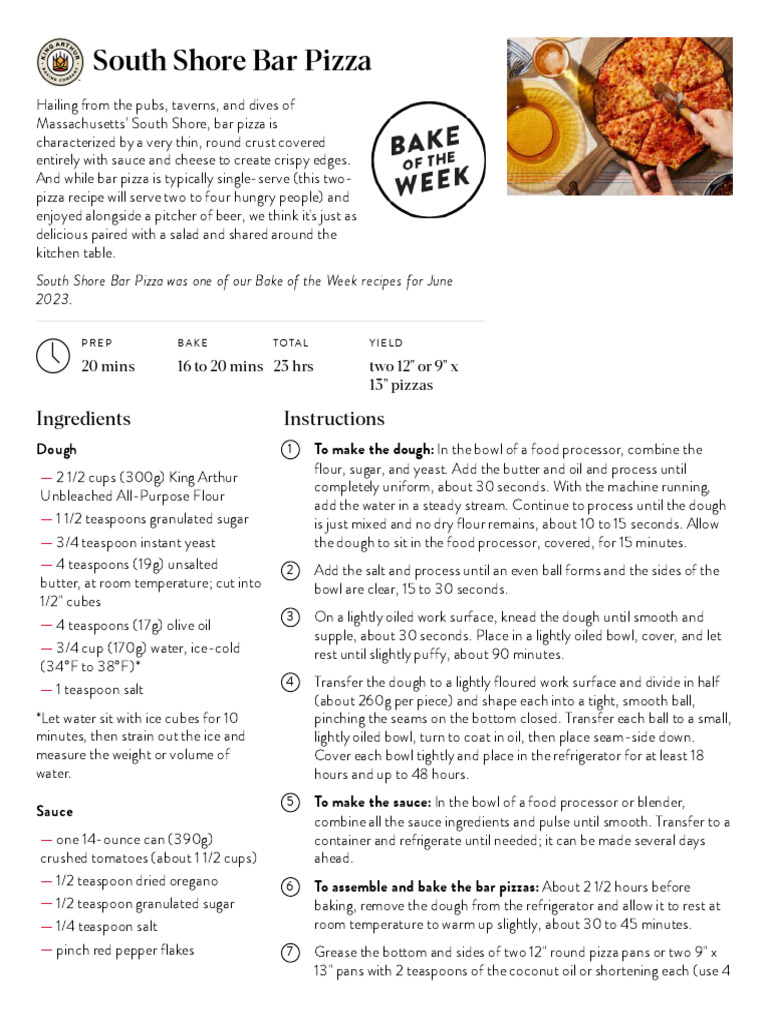 South Shore Bar Pizza Recipe | PDF