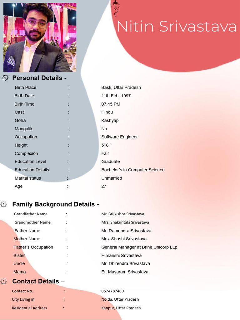 Nitin's Biodata 1 | PDF