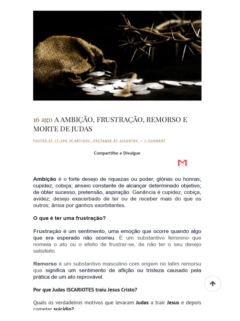 Ambição e Remorso de Judas Iscariotes | PDF | Jesus | Judas Iscariotes